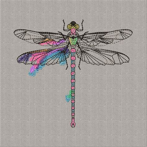 Embroidery Designs Dragonfly Embroidery Design Rainbow Etsy