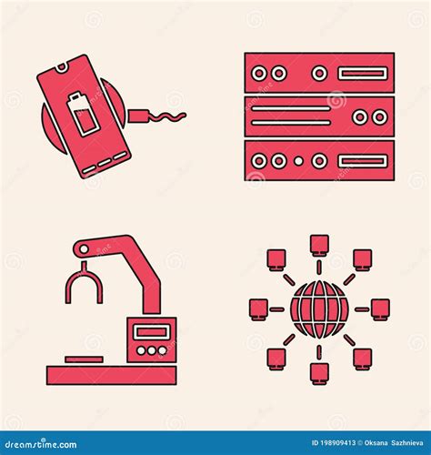 Set Social Network Wireless Charger Server Data Web Hosting And