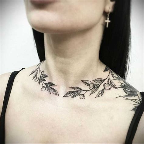 Татуировки на шее для девушек 58 фото