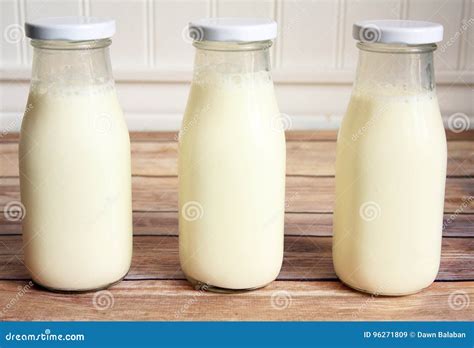 Three Pint Glass Milk Bottle Stock Image Image Of Front Sitting