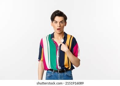 Surprised Man Pointing Himself Looking Confused Stock Photo Shutterstock