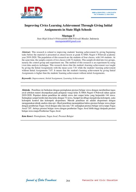 Pdf Improving Civics Learning Achievement Through Giving Initial