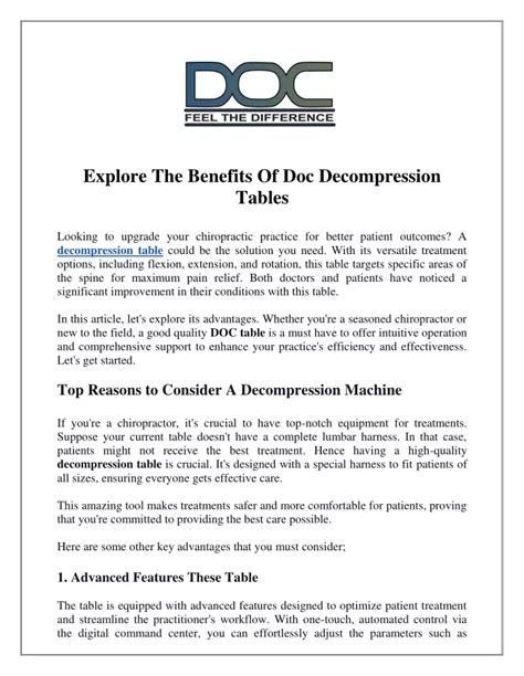 Ppt Explore The Benefits Of Doc Decompression Tables Powerpoint