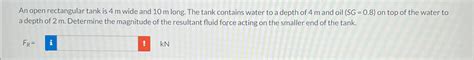 Solved An Open Rectangular Tank Is 4m Wide And 10m Long Chegg