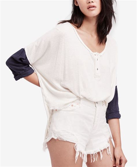 Free People Star Oversized Henley T Shirt Macys