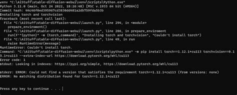 Bug Could Not Find A Version That Satisfies The Requirement Torch1121cu113 · Issue 5485
