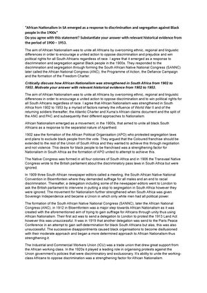 Solved Black Consciousness Movement Essay History Studocu