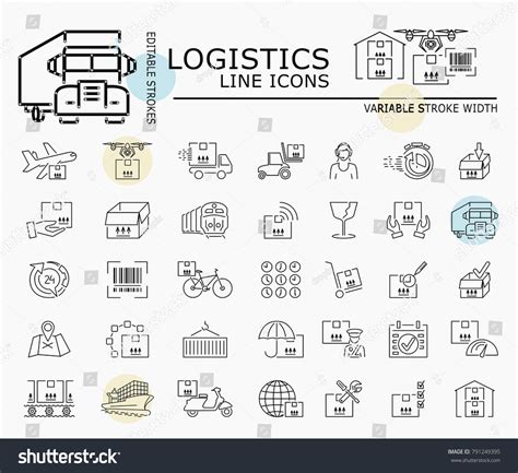 Logistics Line Icons Minimal Nodes Editable Vetor Stock Livre De
