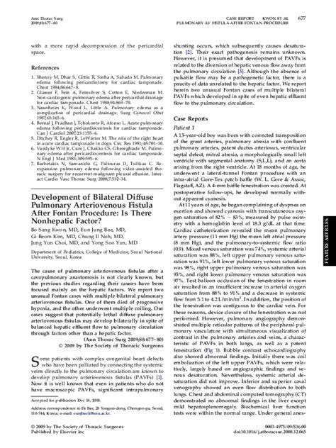 Pdf Development Of Bilateral Diffuse Pulmonary Arteriovenous Fistula After Fontan Procedure