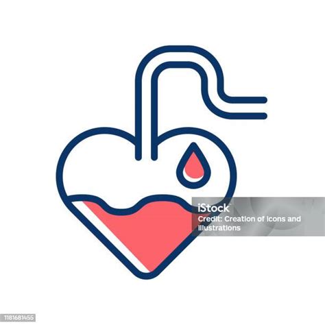 수혈 색상 선 아이콘입니다 기부 자선 개념 웹 모바일 앱 프로모션을위한 픽토그램 Ui Ux 디자인 요소 헌혈에 대한 스톡 벡터 아트 및 기타 이미지 Istock
