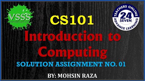 Solution Assignment No 1 Cs101 Introduction To Computing Fall 2019