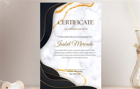 Elegant Black Gold Certificate Frame Portrait Template Holder