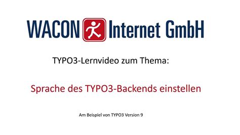 Sprache Im Typo3 Backend ändern Youtube