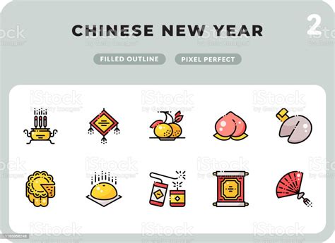 中國新年填充圖示包為ui圖元完美的細線向量圖示設置網頁設計和網站應用程式向量圖形及更多中國新年圖片 中國新年 中國文化 小麵包