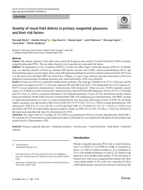 Pdf Severity Of Visual Field Defects In Primary Congenital Glaucoma