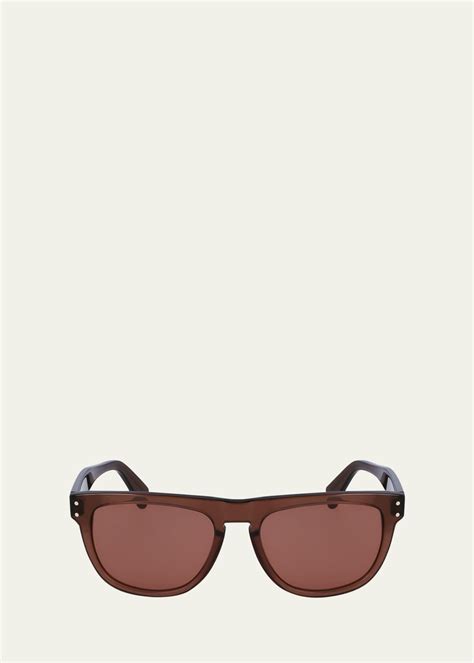 Ferragamo Mens Gancini Tea Cup Acetate Rectangle Sunglasses Bergdorf Goodman