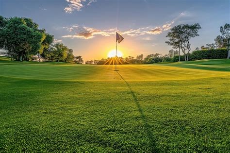 Sunset Over The Golf Course Premium Ai Generated Image