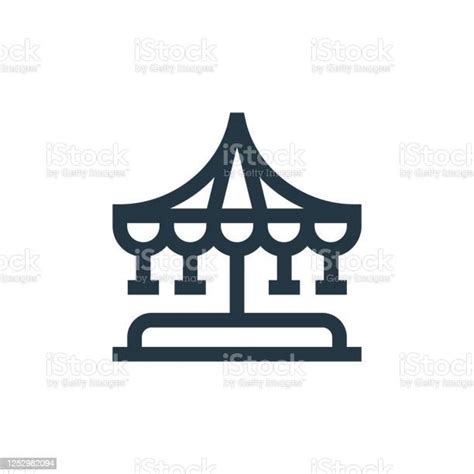 회전 목마 벡터 아이콘입니다 회전 목마 편집 가능한 스트로크 웹 및 모바일 앱 로고 인쇄 매체에 사용할 캐러셀 선형 기호 얇은 선 그림 벡터 격리 된 윤곽선 도면입니다 말에