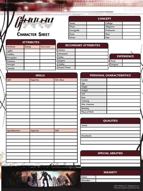 Cthulhutech Character Sheet Pdf