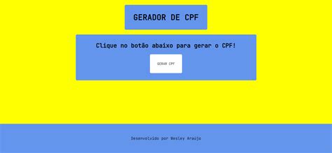 Github Wesleyara Cpf Generator Para Fins De Estudo Eu Fiz Um Gerador De Cpf Lembrando Que