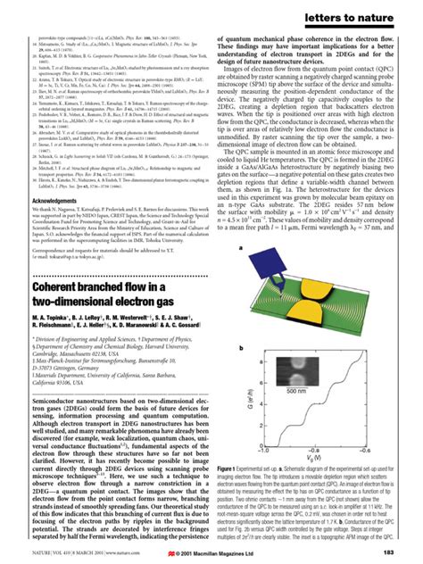 Coherent Branched Flow In A Two Dimensional Electron Gas Nature 410