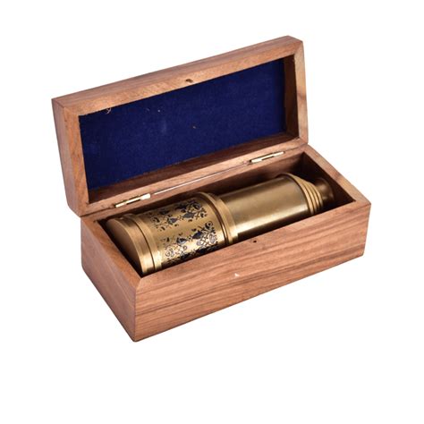 Brass Handmade Navigational Telescope With Wooden Box The Retro Craft