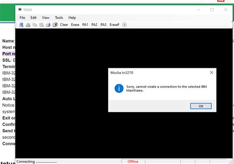 Why Is This Error Showing When Connecting To Tn From Mochasoft Activities Uipath