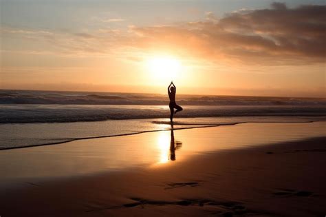 Premium Ai Image Morning Yoga On The Beach