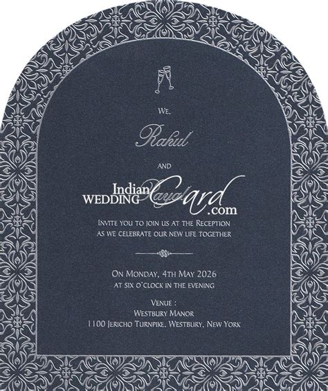 Navy Blue Color Door Open Style Hindu Invitation D 9077