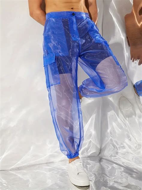 Men See Sexy Harem Pants Mesh Sheer Lounge Hippie Trousers Temu
