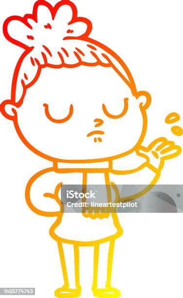 Gambar Garis Gradien Hangat Dari Kartun Wanita Tenang Ilustrasi Stok