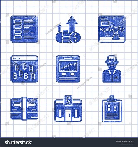 Set Website Growth Graph Bank Building Stock Vector Royalty Free