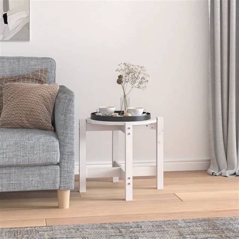 Furnicato Couchtisch Weiß Ø 525x45 Cm Massivholz Kiefer