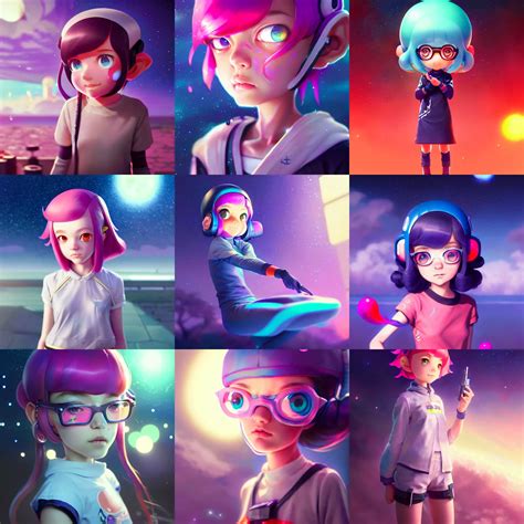 Inkling Girl Splatoon Starry Sky Cinematic Stable Diffusion Openart