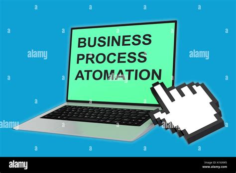 3d Illustration Of Business Process Atomation Script With Pointing