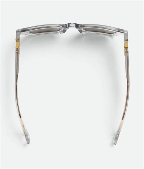 Bottega Veneta® Hinge Acetate Square Sunglasses In Crystal Grey Shop