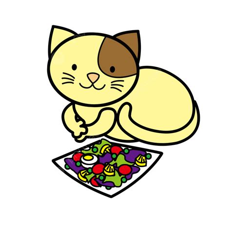 게 걸 스 러 운 고양이 일러스트 샐러드 일본어 탐욕스러운 게걸쟁이 Png 일러스트 및 Psd 이미지 무료 다운로드