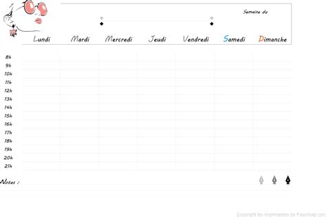 Planning semaine gratuit à imprimer plannings PDF au format A