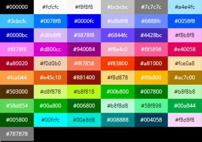 24 Bit Color Palette