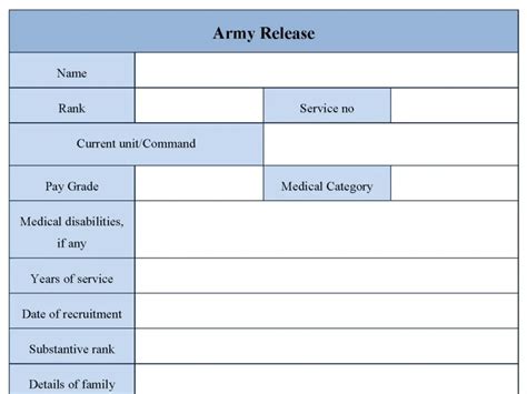 Army Release Form Editable Pdf Forms