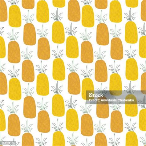 노란색과 주황색 파인애플 추상적인 평면 만화 배경 이음새가 없는 패턴 0명에 대한 스톡 벡터 아트 및 기타 이미지 0명 감귤 과일 Istock