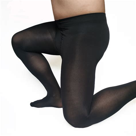 Plus Size Men Velvet 120d Pantyhose Stockings Tights Pouch Open Pants