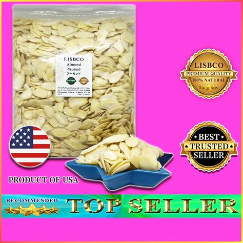 อัลมอนด์สไลด์ ดิบ เต็มแผ่น 100 กรัม Slices Almond Raw 100 G Aa สินค้า