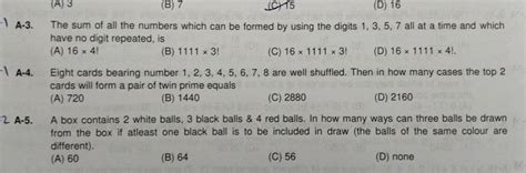 A 3 The Sum Of All The Numbers Which Can Be Formed By Using The Digits 1