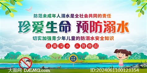 夏季未成年人防溺水安全知识宣传栏psd素材大图网图片素材