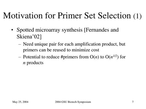 Ppt Minimum Pcr Primer Set Selection With Amplification Length And Uniqueness Constraints