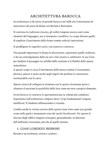 Architettura Barocca Appunti Di Storia Dellarchitettura Docsity