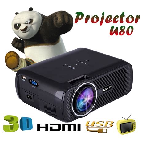 Купить u80 4 "мини-проектор 1000 люмен с HDMI жк-дисплей дома театр ...