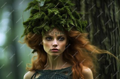 Premium Ai Image A Woman With A Tree Crown