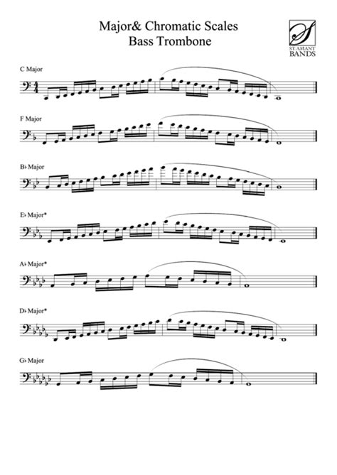 Major And Chromatic Scales Bass Trombone Printable Pdf Download